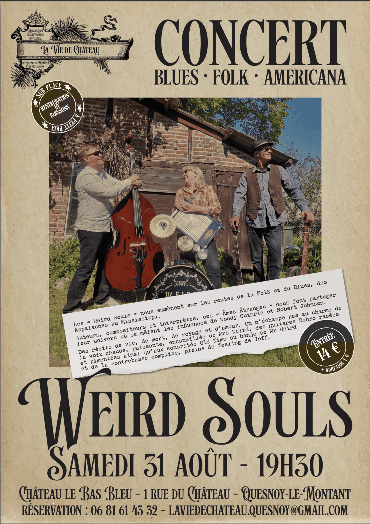 Open-air concert: The "Weird Souls" arrive at the Château Le Bas Bleu